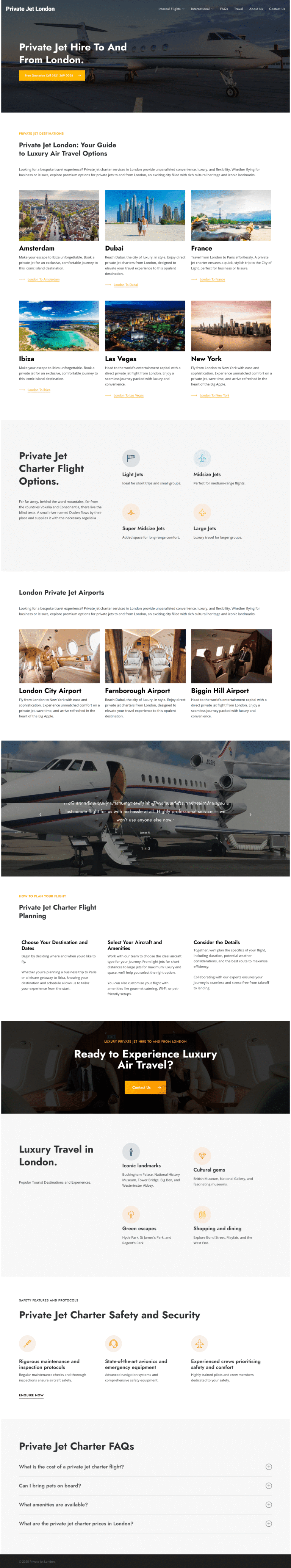 Private Jet London - Portfolio - Website by Cude Design
